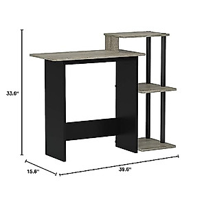 Furinno Efficient Home Laptop Notebook Computer Desk with Square Shelves, French Oak Grey/Black