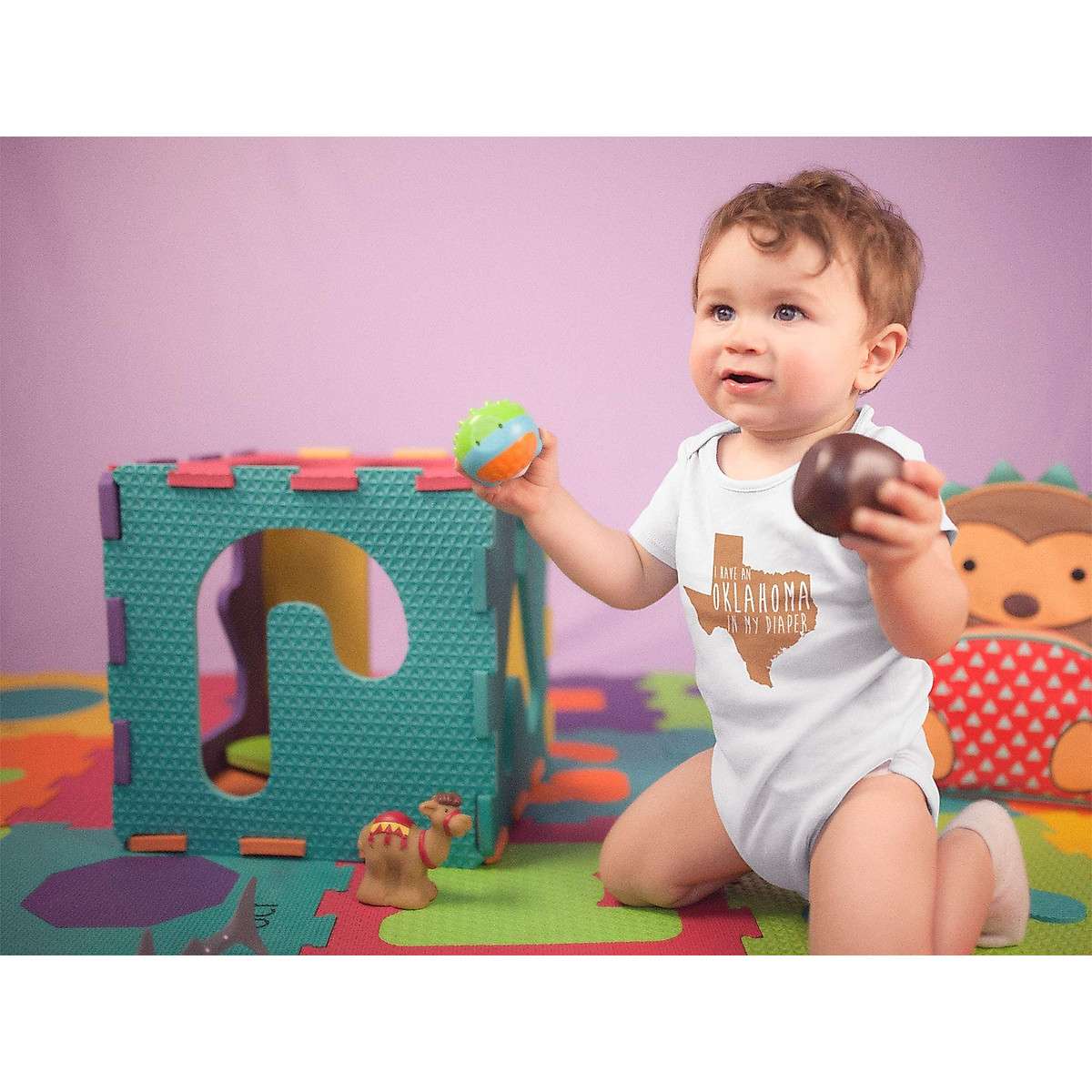 In My Diaper I Have an Oklahoma UT Texas Fans Baby One Piece 6 Months White