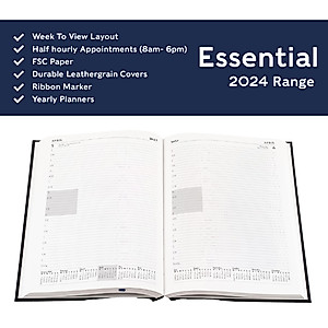 Collins Essential 2024 Daily Planner With Appointments - Recycled Paper - Daily Calendar 2024 Page A Day Diary & Appointment Book - A4 Business, Academic and Personal Planner (Black)