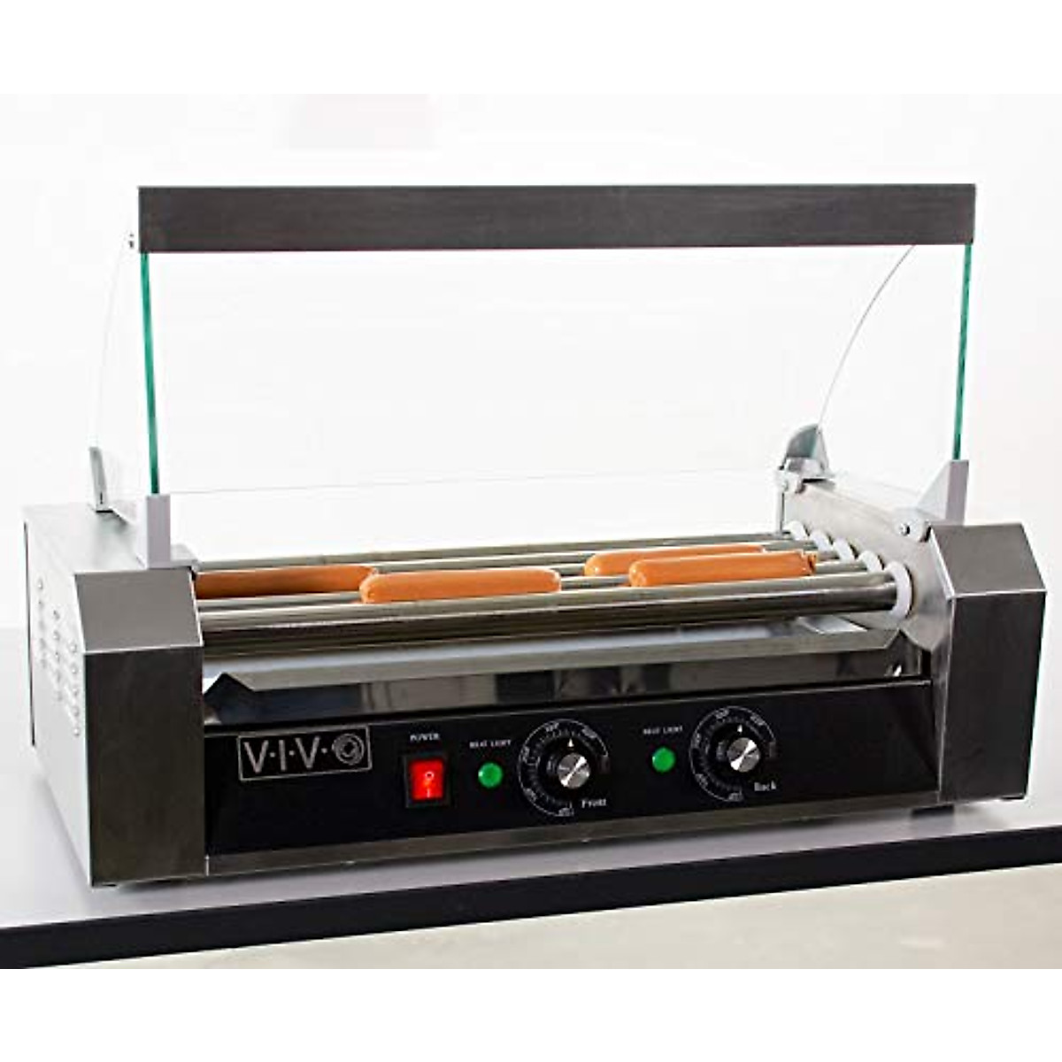 VIVO Electric 12 Hot Dog and 5 Roller Grill Warmer, Cooker Machine with Cover, HOTDG-V205