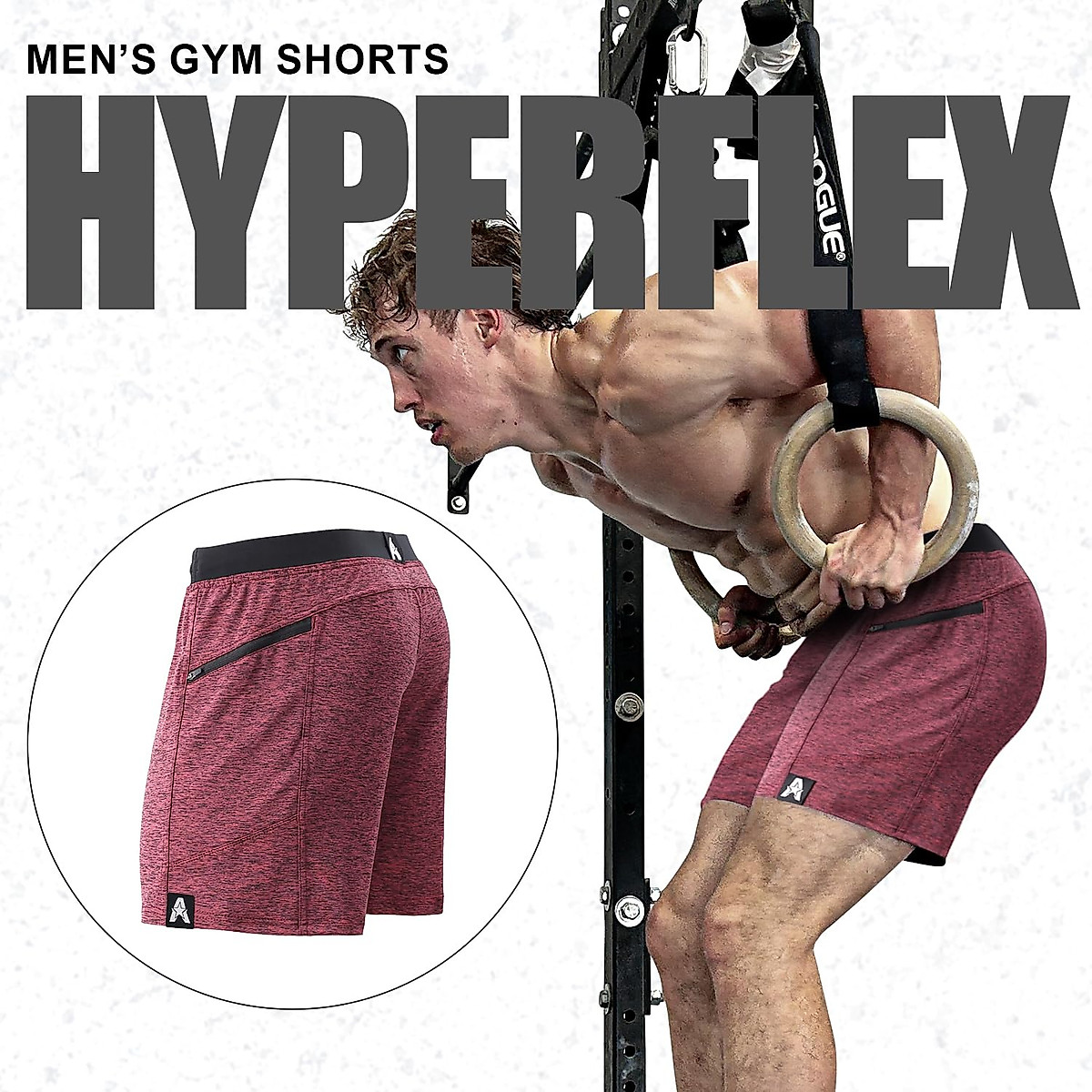 Anthem Athletics Hyperflex 7 Inch Men's Workout Shorts - Zipper Pocket Short for Running, Athletic & Gym Training - Iron Oxblood G2 - Large