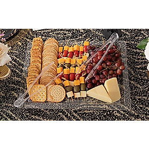 PARTY BARGAINS 8.5 Inches Plastic Serving Tongs, 12 Pack, Premium Quality & Heavy-Duty Clear Plastic Tongs for BBQ, Salads, Grilling, Buffets, Kitchen