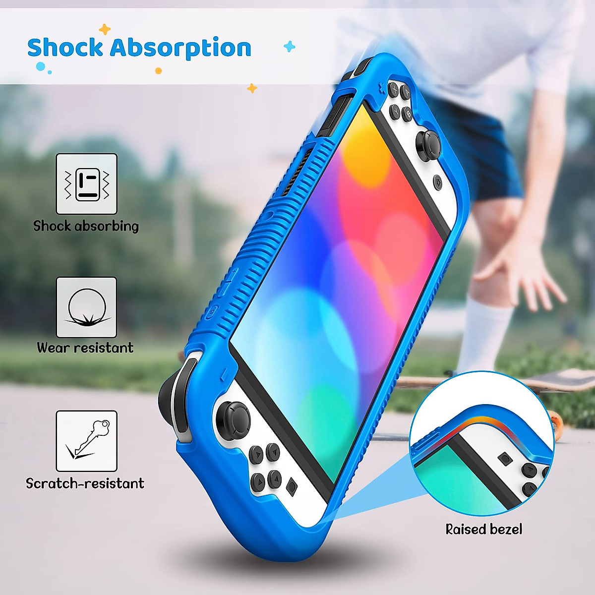 Fintie Case Soft Silicone Protective Cover, [Anti-Slip] Shockproof Case w/Ergonomic Grip, Grip Case for Console 7.0" (Blue)