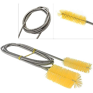 Flexible Drain Brush，Nylon Cleaner Double Ended Elastic Hose Pipe 67-inch and 2 PCS 8.2-inch Straw Cleaning Brush (Yellow)