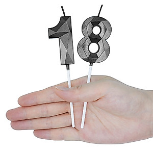 11th & 1st Birthday Candles for Cake, Black Number 11 1 3D Diamond Shaped Candle Birthday Decorations Party Supplies for Girls, Boys, Women or Men