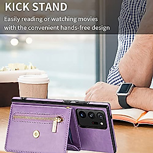 SZHAIYU Flip Leather Wallet Cover for Samsung Galaxy S23 Ultra 5G Crossbody Case with Credit Card Holder Strap Lanyard 6.8'', Women Girl Purse Kickstand (Purple,S23 Ultra)