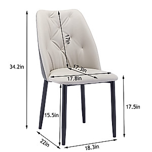 INMOZATA Upholstered Dining Chairs Set of 4 Modern PU Leather Kitchen Dining Room Armless Chairs Upholstered Dining Accent Side Chairs,Beige