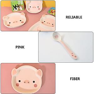 Hemoton Oatmeal Bowl Eating Utensils Dinner Plate Pig Shaped Serving Platter with Spoon Decorative Snack Storage Platter for Home Restaurants Party Supplies Ceramic Dinner Plates