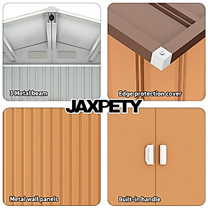 JAXPETY Sheds & Outdoor Storage 6x8 FT Garden Shed Tool Metal Outdoor Storage Shed with Sliding Doors for Backyard, Patio Coffee