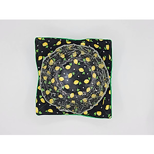 Lemon Polka Dot Microwave Bowl Cozy Vintage Inspired Reversible Microwaveable Potholder Retro Soup Buddy Kitchen Linens 50s Diner Handmade Housewarming Hostess Teacher Gifts Under 10
