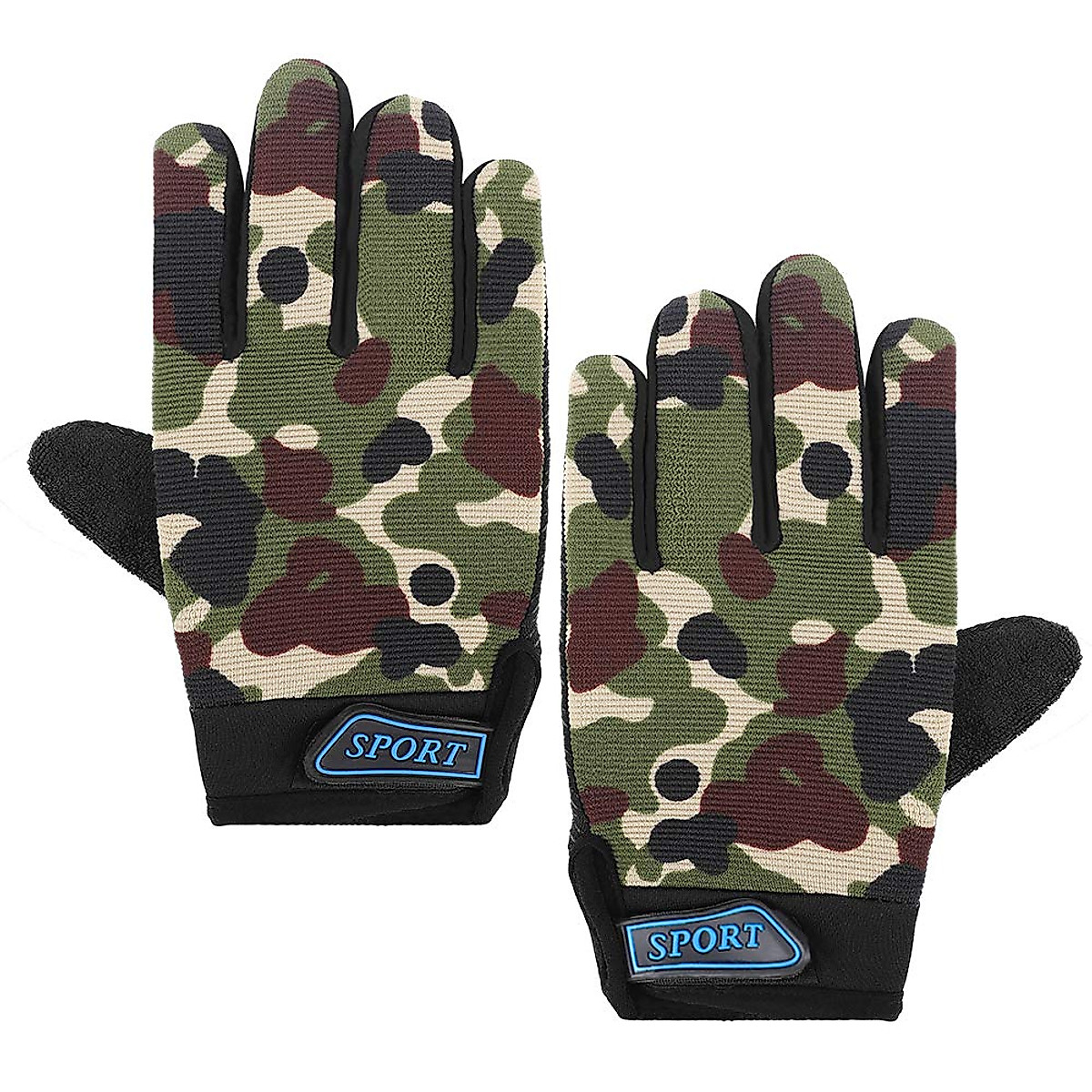 Accmor Kids Cycling Gloves, Kids Fishing Gloves, 4-10 Years Boys Girls Kids Sport Gloves, Breathable Non-Slip Full Finger Gloves for Child Cycling Climbing Riding Biking Outdoor Sports,Camo