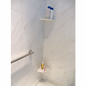 Natural Stone Accessories Shower Corner Shelf MM Quartz Statuary Size 9"x 9" Both Sides Polished