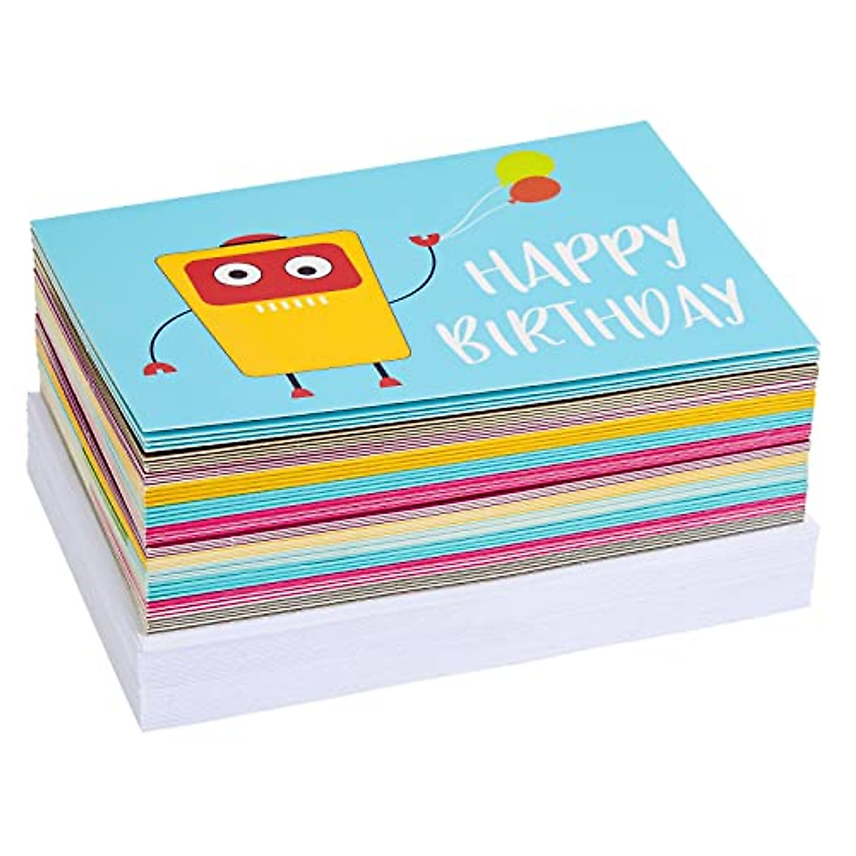 Best Paper Greetings 48 Pack Assorted Happy Birthday Cards for Kids with Unicorn, Flamingo, Monster, and Fox Designs (4x6 In)