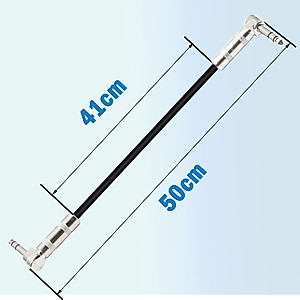 PNGKNYOCN 1/4 inch TRS Cable Right Angle 6.35mm Male to 6.35mm Male 90 Degree Stereo Audio Extension Cable for Guitar,Amplifiers, Mixers,Microphones,Etc （50cm）