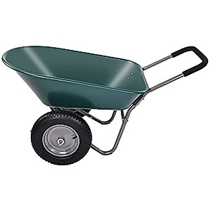 BalanceFrom Dual-Wheel Home Garden Yard Utility Wheelbarrow Cart with Built-in Stand