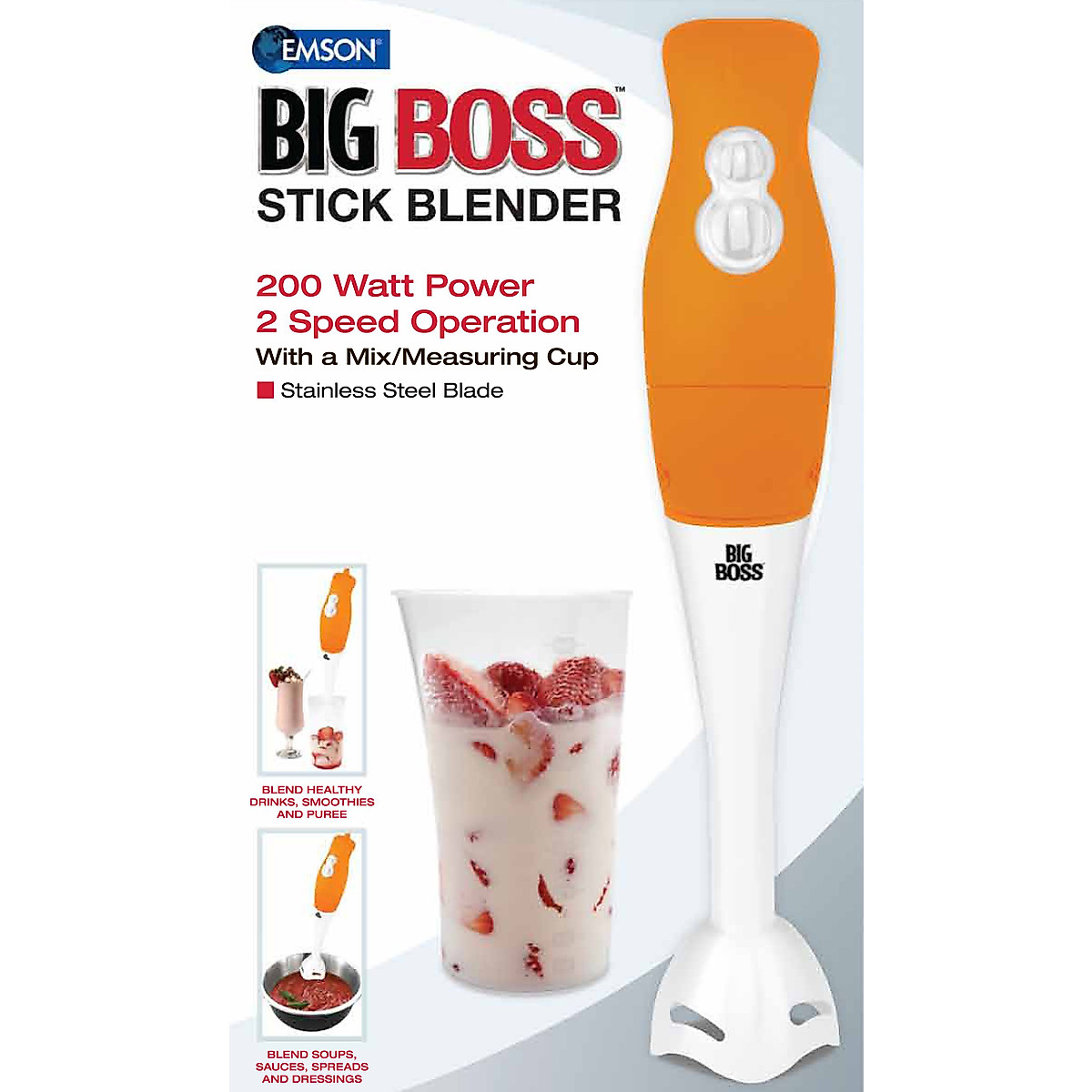 Big Boss 200 Watt Power 2-Speed Operation Immersian Hand-Stick Blender/mixer with a Mix/Measuring Cup