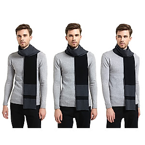 LanHong Men Winter Cashmere Scarf Wool Soft Warm Knitted Casual Scarves for Men