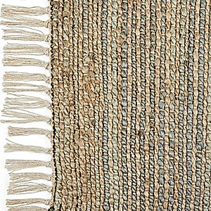 Pebble & Crane - Bradford Rug - Woven Throw Rug - Jute and Cotton - Area Rug for Kitchen, Living Room, Bedroom, and More - Tassel Trim - 5’ x 8’ - Olive