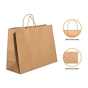 Brothersbox Small Brown Kraft Paper Bags with Handles 100PCS - 5.25*3.25*8 Inch Bags for Birthday Party Grocery Retail Shopping Business