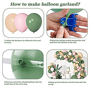 126Pcs Sage Green Balloon Garland Arch Kit, Olive Sage Green Balloons Birthday Baby Shower Decorations of Blush Pink White and Gold Confetti with Artificial Eucalyptus for Wedding Safari Party