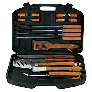 Mr. Bar-B-Q Deluxe BBQ Tool Set | All in One BBQ Tool Set | Premium Hard-Shell Case | Contains 18 Stainless Steel BBQ Grilling Tools | BBQ Tools Set for Men