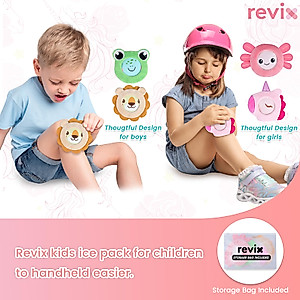 REVIX Boo Boo Ice Pack for Kids with Cloth Covers, Kid Ice Wraps Reusable for Toddler Discomfort, Ease Tiredness and Fatigue, Baby Gel Wrap with 4 Hot Cold Gel Packs Reusable