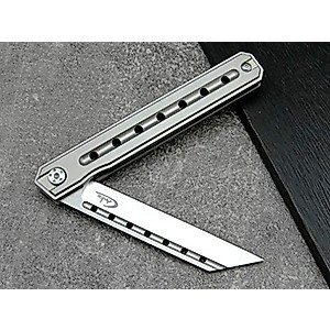 Ccanku C225 Folding Knives D2 Steel Blade TC4 Titanium Alloy Handle Knife Camping Outdoor EDC Tool Folding Knives (Gray)