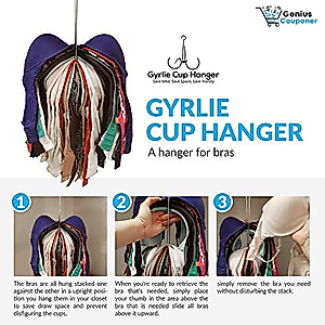 Bra Hanger - GYRLIE Cup Bra Hanger for Closet Organizer - Space Saving for 25+ Bras - Any Cup Size - Easy On/Off - Anti-Rust Hangers for Drying in Laundry Room or Bathroom and Closet Storage