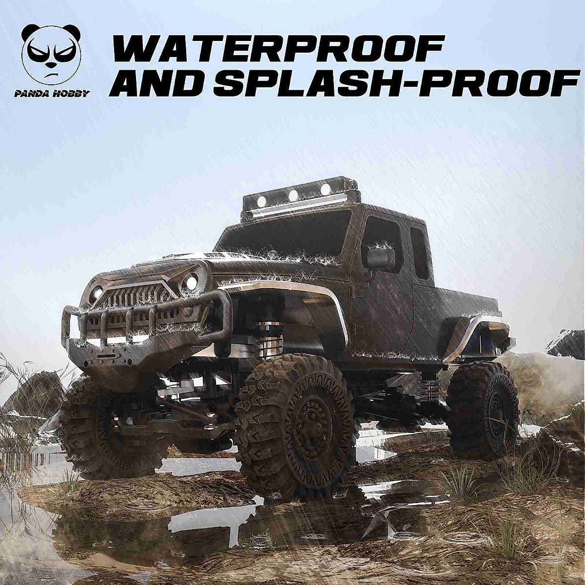 PANDA HOBBY RC Rock Crawler 4x4,RC Crawler 1/18 4WD Off Road RC Cars,RTR Remote Control Car for Adults,1:18 Scale RC Truck Cruiser Vehicle,Waterproof All Terrains Hobby RC Model Car,Tetra18 X1T,Black