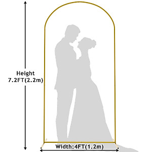 Wokceer 7.2 FT Wedding Arch Backdrop Stand, Square Arch Gold Metal Arch Backdrop Stand for Wedding Ceremony Birthday Party Bridal Baby Shower Photo Booth Garden Floral Balloon Arch Decoration