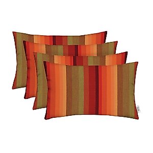 RSH DECOR: Sunbrella Lumbar Throw Pillows Set of 4 | 20" x 12" | Water and Fade-Resistant Performance Fabric | Outdoor Pillow Covers with Down-Alternative Inserts | Astoria Sunset