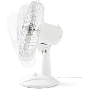 TQaSer 12 Inch Oscillating Table Fan, Small Portable Electric Plug-In Desk Fan 3-Speed Adjustable Tilt Head for Bedroom, Home, Kitchen and Office (White)