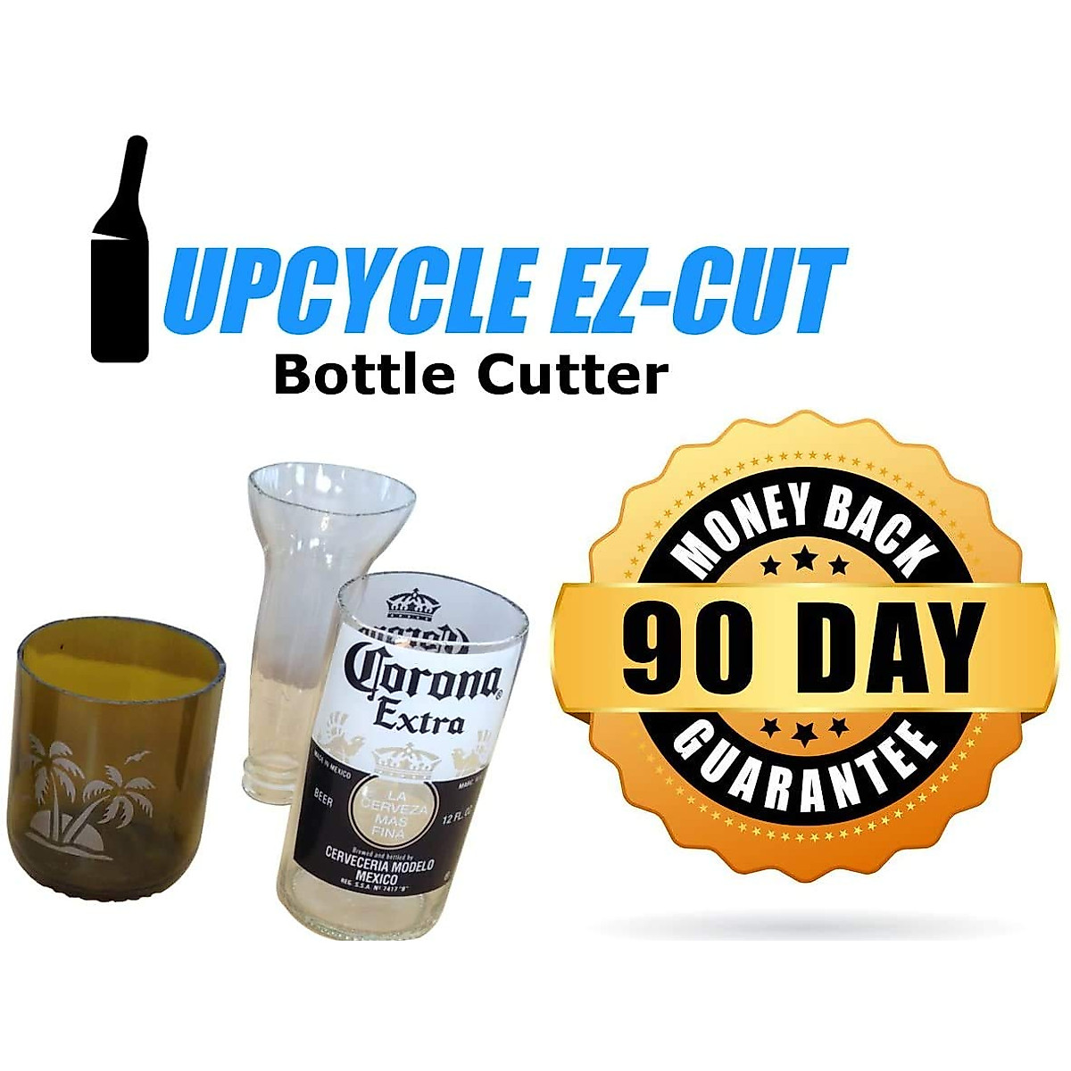 Glass Bottle Cutter Kit: Beer & Wine Bottle Cutter Tool to Make Glasses + Edge Sanding Paper & Spring-Force Technology Kit