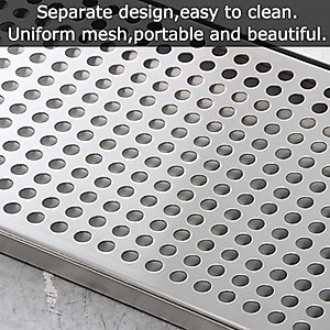 WRJAHCG Drip Tray Stainless Steel,Kegerator Beer Drip Trays,20" Length 7" Width Rectangular Stainless Steel Beer Surface Mount Drip Tray,No Drain,for Home Bar Mini Fridge Without Drain,40CM