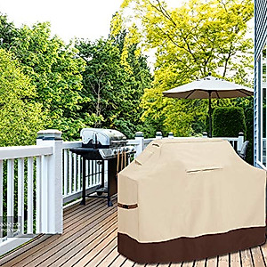 Vailge Grill Cover,58-inch Waterproof BBQ Cover,600D Heavy Duty Gas Grill Cover, UV & Dust & Rip & Fading Resistant,Suitable for Weber, Brinkmann, Char Broil Grills and More,Beige