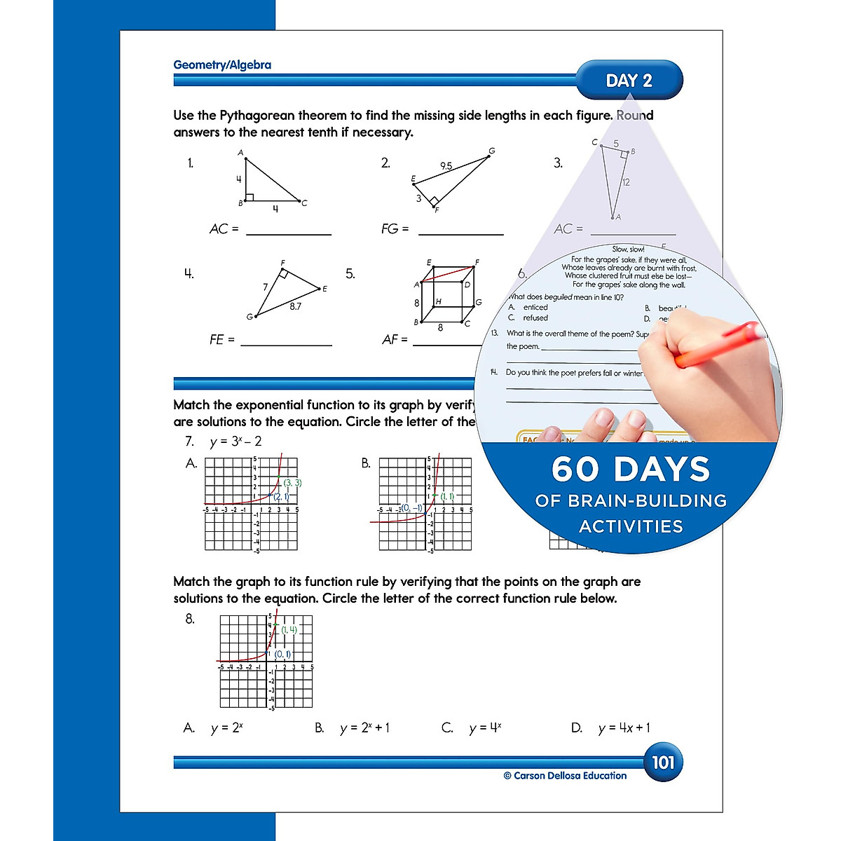 Summer Bridge Activities 8th to 9th Grade Workbooks, Math, Reading Comprehension, Writing, Science, Social Studies, Fitness Summer Learning, 9th Grade Workbooks All Subjects With Flash Cards