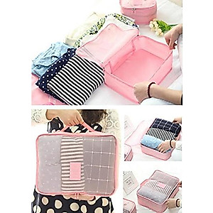 King&Pig 6pcs Travel Organizer Pouches Waterproof Luggage Clothing Finishing Bag (navy blue)