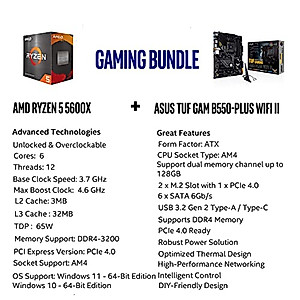 Micro Center AMD Ryzen 5 5600X 6-core Desktop Processor with Wraith Stealth Cooler Bundle with ASUS TUF Gaming B550-PLUS Motherboard and 2TB Gen4x4 M.2 SSD