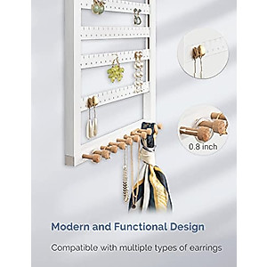 Mymazn Easy Assemble Solid Beech Wood Earring Hanging Necklace Holder Hanger Wall Mount Jewelry Organizer Rings Scruncies Organization