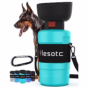 Lesotc Dog Water Bottle, Portable Dog Water Dispenser, Leak Proof Dog Travel Water Bottle, Squeeze Pet Water Bottle for Walking On The Go, Dog Hiking Accessories for Outdoor, Hiking, Travel
