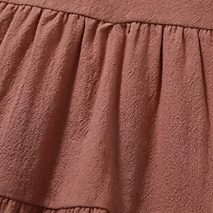 Toddler Kids Baby Girl Dress Lantern Long Sleeve Solid Color Casual Dresses Girls Fall Winter Outfit Clothes (3-4T, Deep Pink)