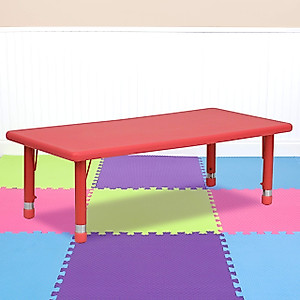 EMMA + OLIVER 24x48 Red Plastic Height Adjustable Activity Table