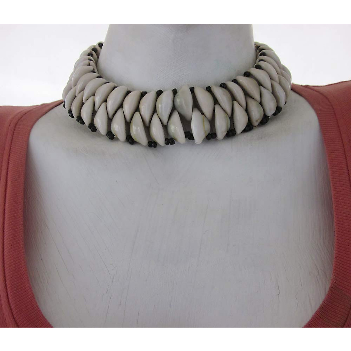 Unique Collar Choker Bib Egyptian African Beaded Natural Cowrie shells on Geman Silver Wire embellished with black glass beads | Boho Gypsy Cleopatra Afghan Kuchi Tribal Belly Dance Necklace Earrings