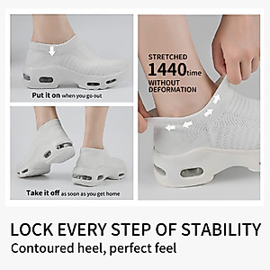 Women Walking Shoes Mesh Sneakers for Women Non Slip Shoes for Women Slip on Sock Sneakers Women Girls Nurse Loafers Light Weight Air Cushion Running Work Shoes White