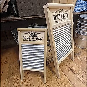 Lehman's Rub A Dub Mini Laundry Clothes Washboard Tin Spiral Crimp Wood Frame