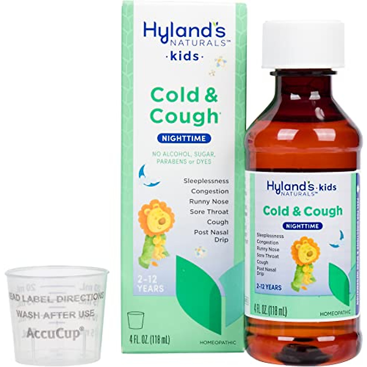 Hyland's Naturals Cold Medicine for Kids Ages 2+, Nighttime Cough Syrup, Decongestant, Allergy & Common Cold Symptom Relief, 4 Fl Oz