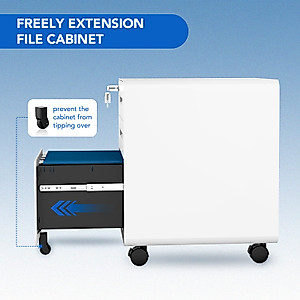 FLEXISPOT Mobile File Cabinet for Home Office 3 Drawer File Cabinet Under Desk Storage Filing Cabinet for Legal/Letter/A4 File,Round Corner Design,White