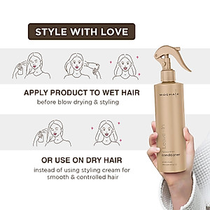 MOEHAIR Leave-in Conditioner (12 Fl. Oz.) | Infused with Proteins and Argan Oil | Curly Hair Detangler Spray For Women & Men | Hair Softener | Breakage and Split End Repair | Sulfate and Paraben Free