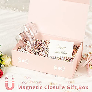 MONDEPAC Gift Box with Magnetic Closure Lid 12" X 6" X 4" for Presents,Luxury for Gift Packaging, Bridesmaid Gifts Box, Magnetic Gift Box for Gifts,Birthday Gift Box,Christmas Gift Box (Pink)