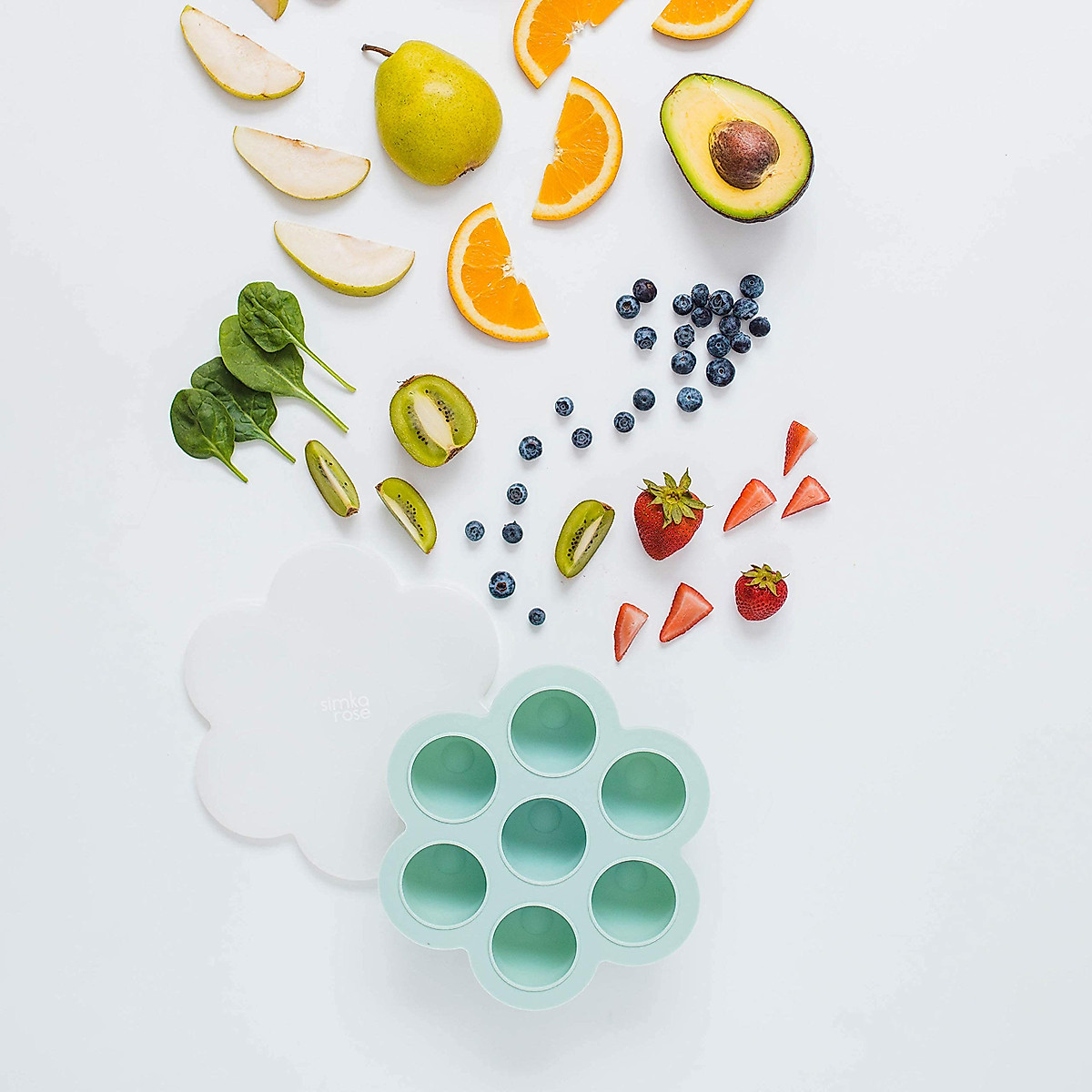 Simka Rose Baby Food Storage Containers - Freezer Safe Tray Silicone Baby Food Freezer Storage Tray Molds Breast Milk Freezer Tray - 2.5 Oz BPA Free with Clip-on Lid for homemade Purees & Breastmilk